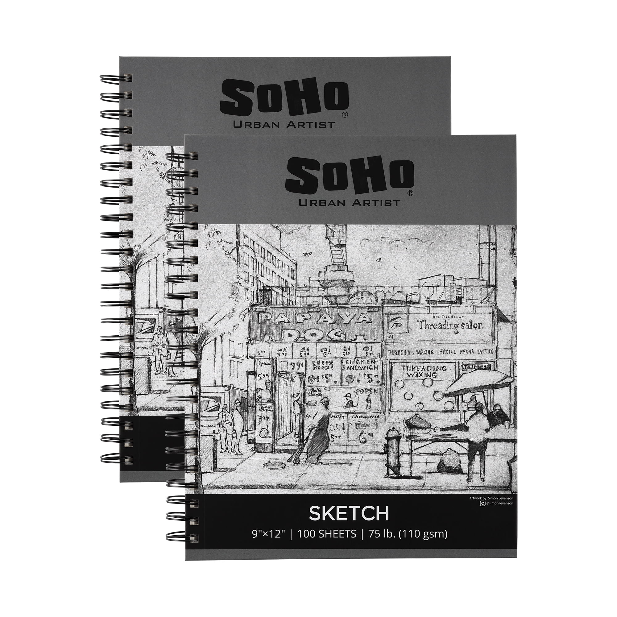 Soho Urban Artist 2 Pack 9x12" Sketchpad, 100 Sheets of Spiral Bound ...