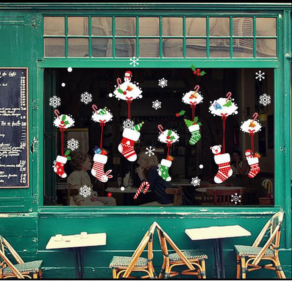 Soikfihs Christmas electrosta stickers shopping window glass PVC ...