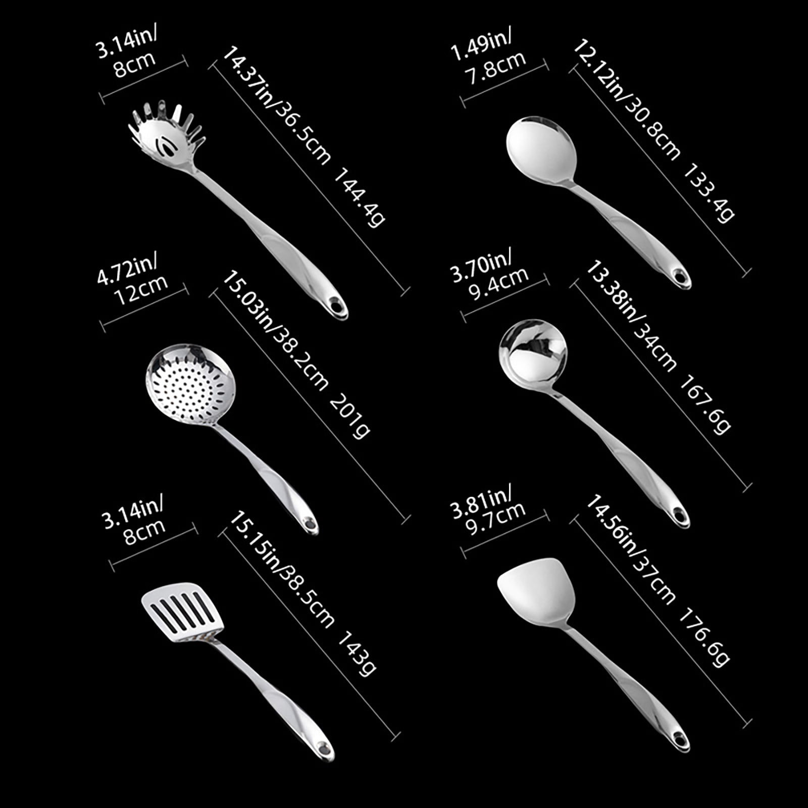 Soikfihs Kitchen Utensils Set 6Pieces Stainless Steel Cooking Utensils ...