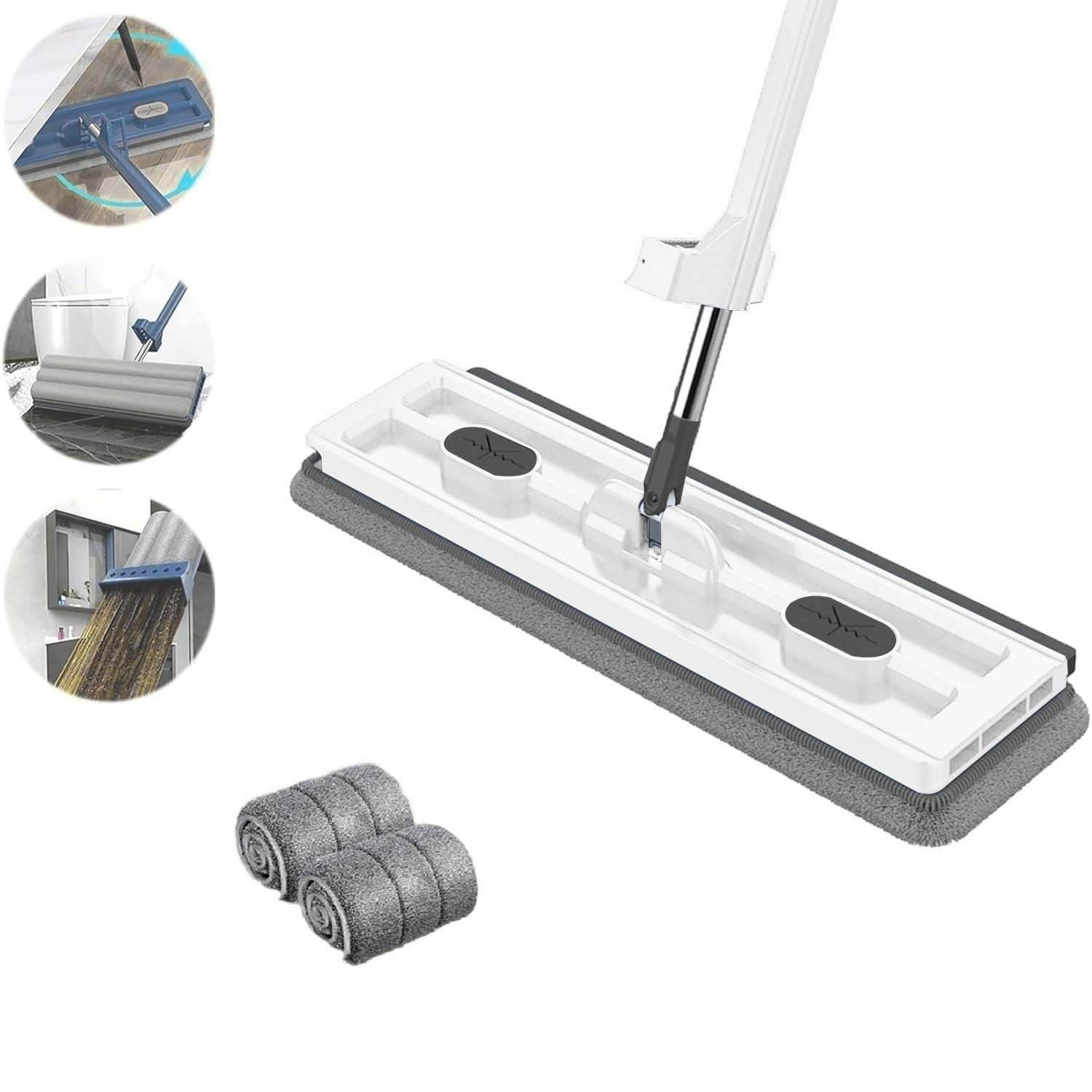 Soikfihs New Large Flat Mop Strealinem Mop With 2 Microfiber Pads ...