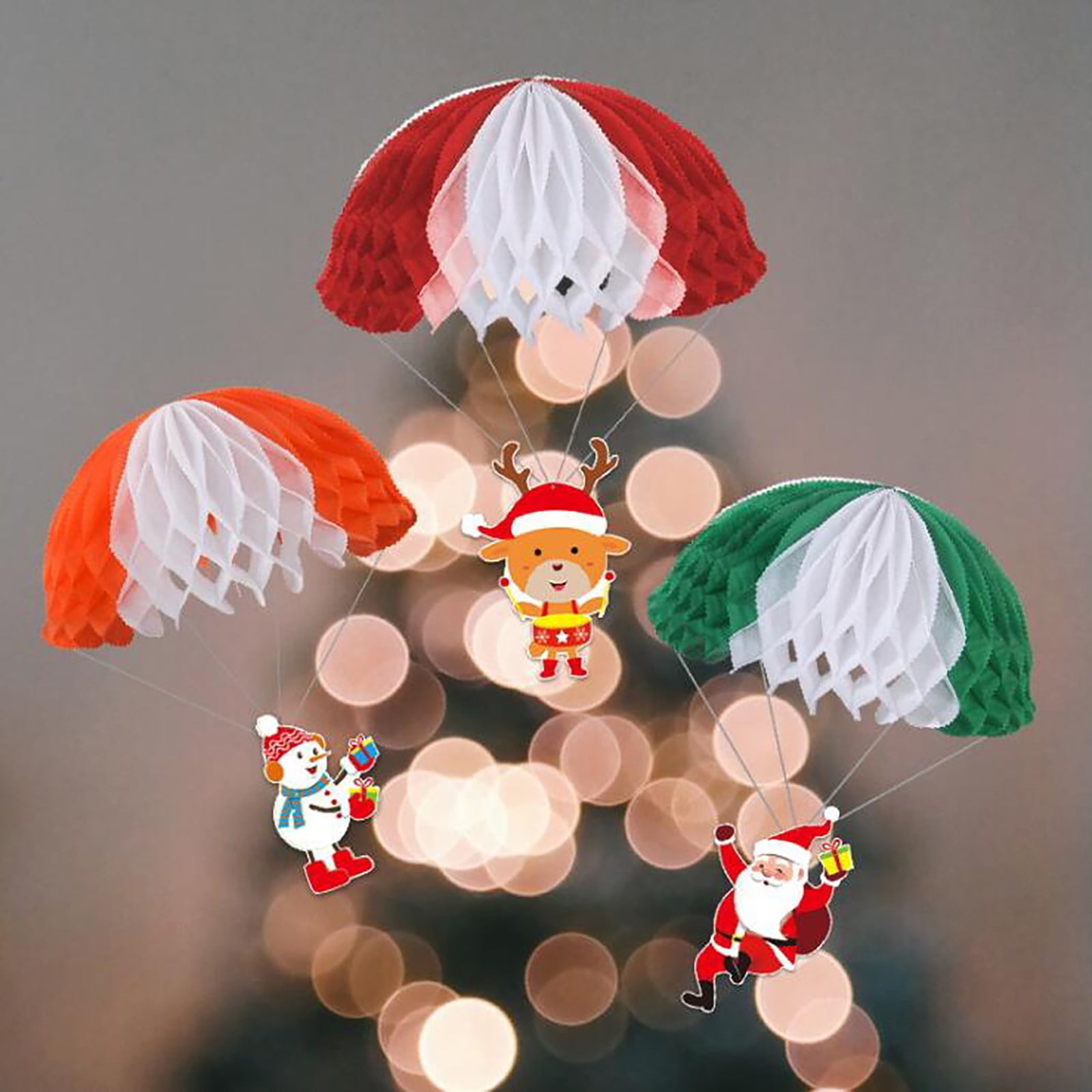 Soikfihs Parachute Decoration Christmas Snowman Pendants Scene Santa ...