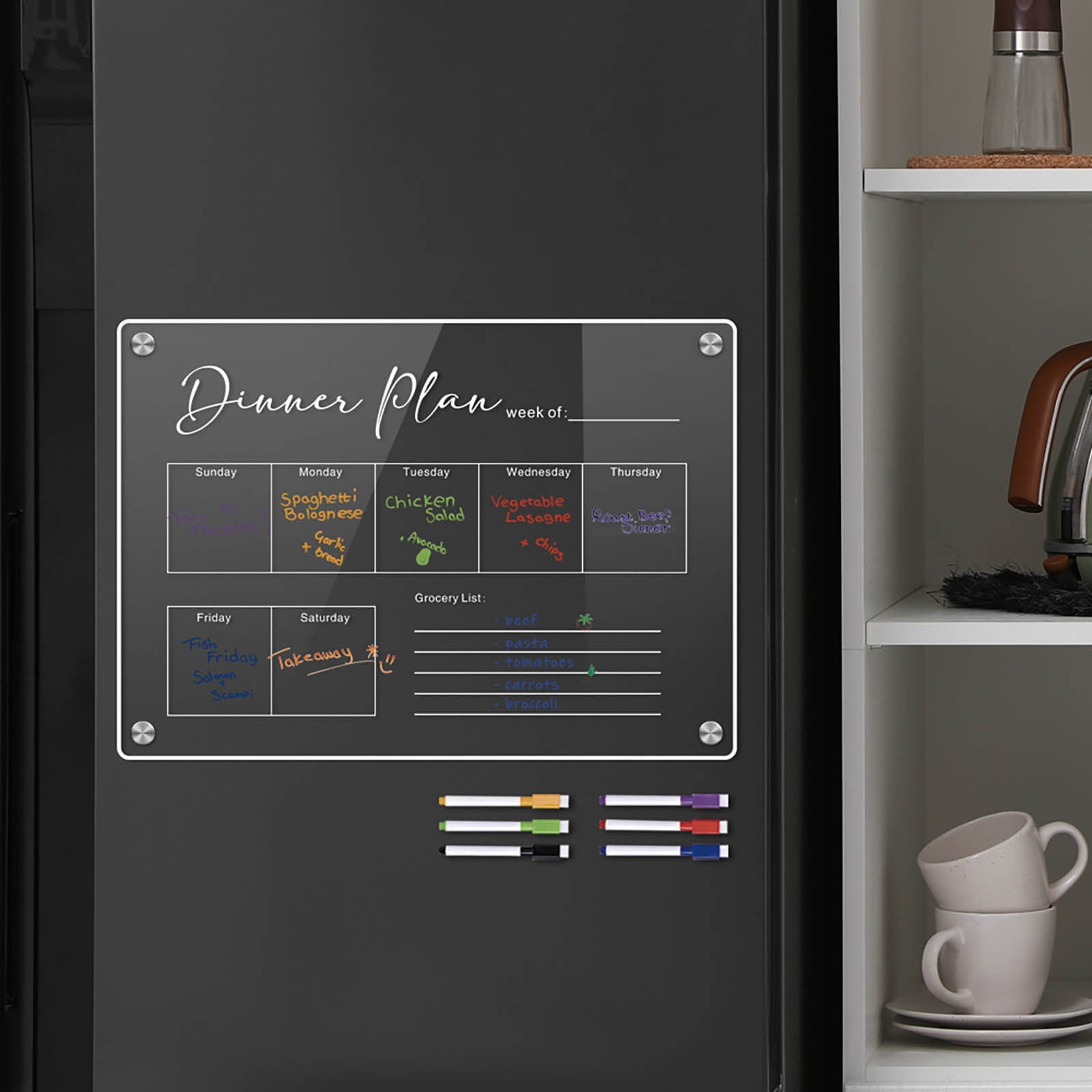 Soikfihs Weekly Menu & Meal Planner For Kitchen Fridge + Grocery/to Do ...