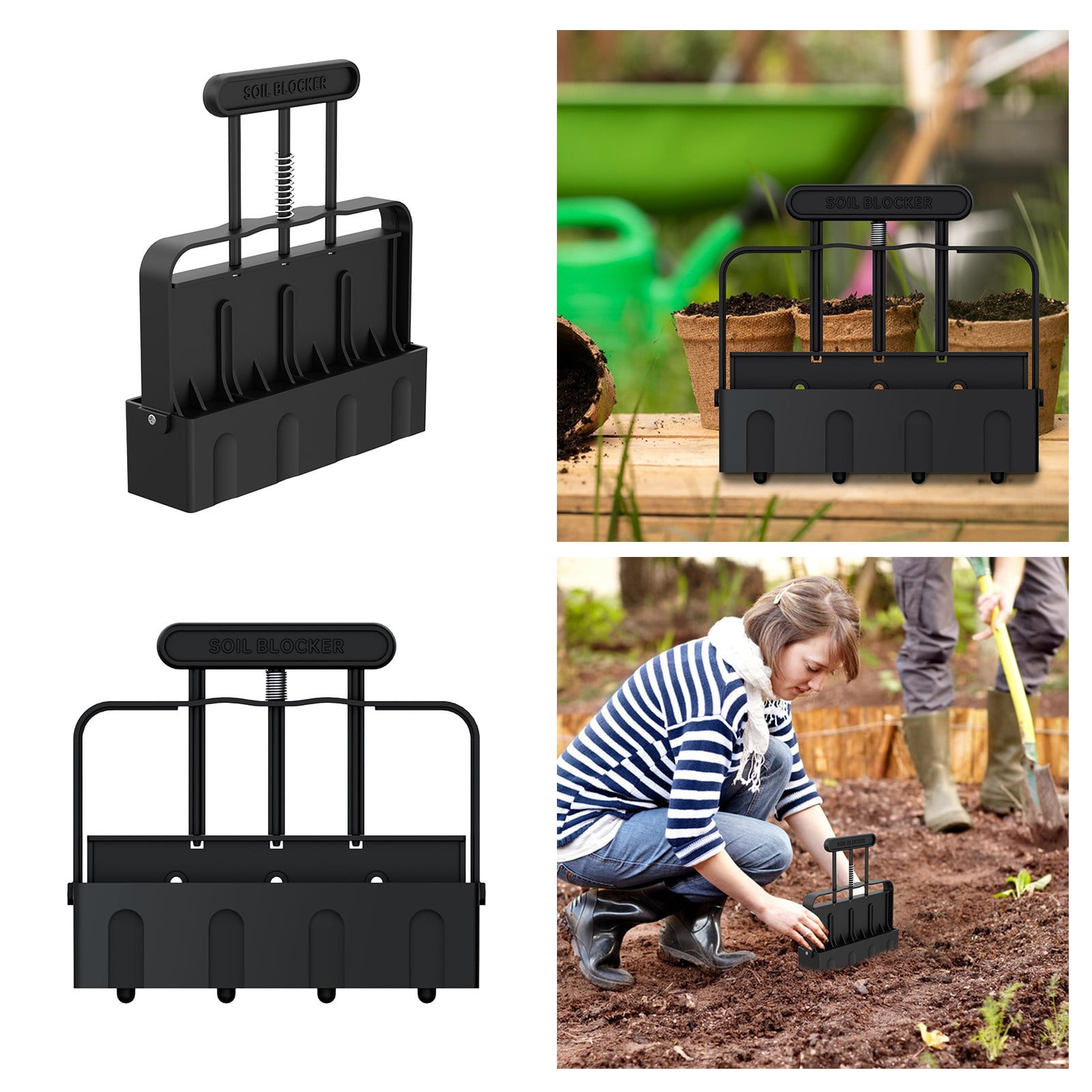 Soil Block Maker 4 Grids Hand Held 2” Soil Blocker for Seed Starter ...