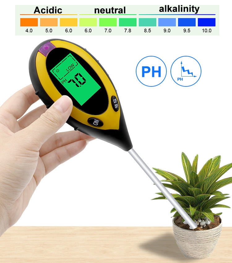Soil Moisture Meter（4-in-1） ,Digital Plant Temperature/Soil Moisture/PH Meter/Sunlight Intensity ...