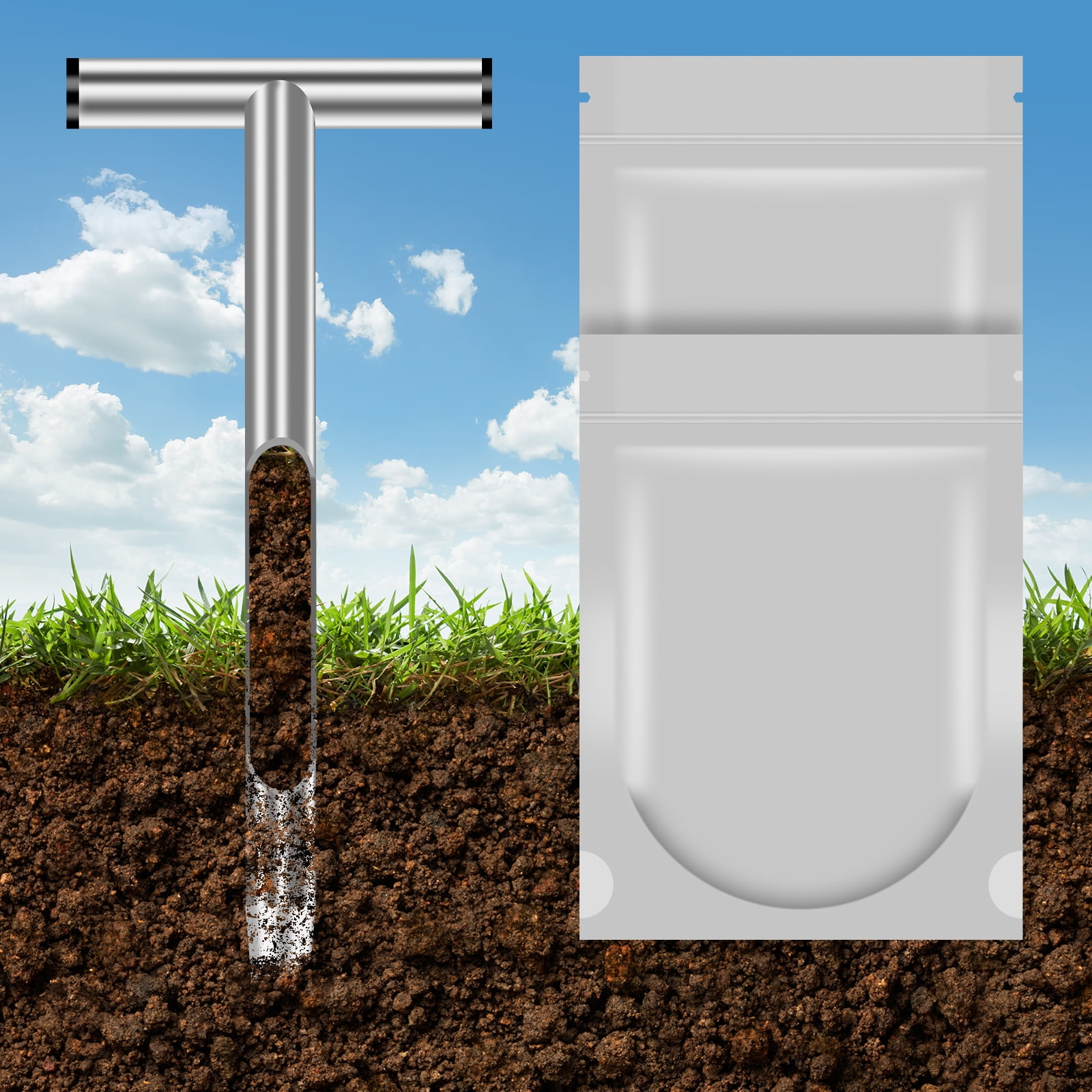 Soil Probe 304 Stainless Steel Soil Sampler with 2 Reusable Sample Bags ...
