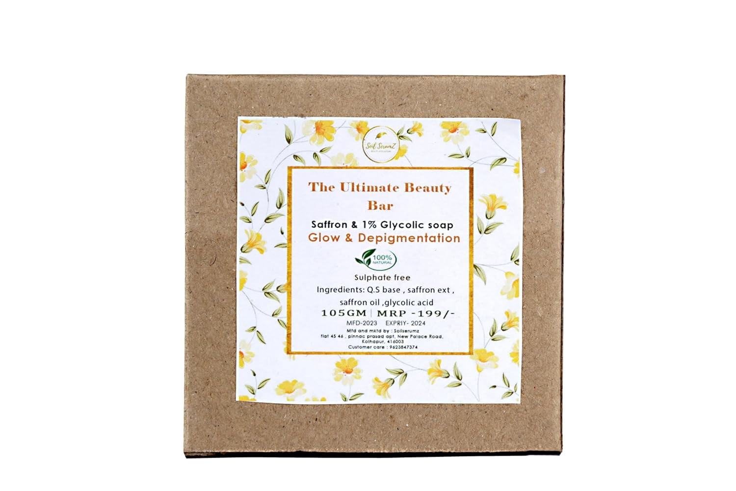 Soil Serumz Organic Ultimate Beauty Saffron Bath Soap 105gm for Glowing ...