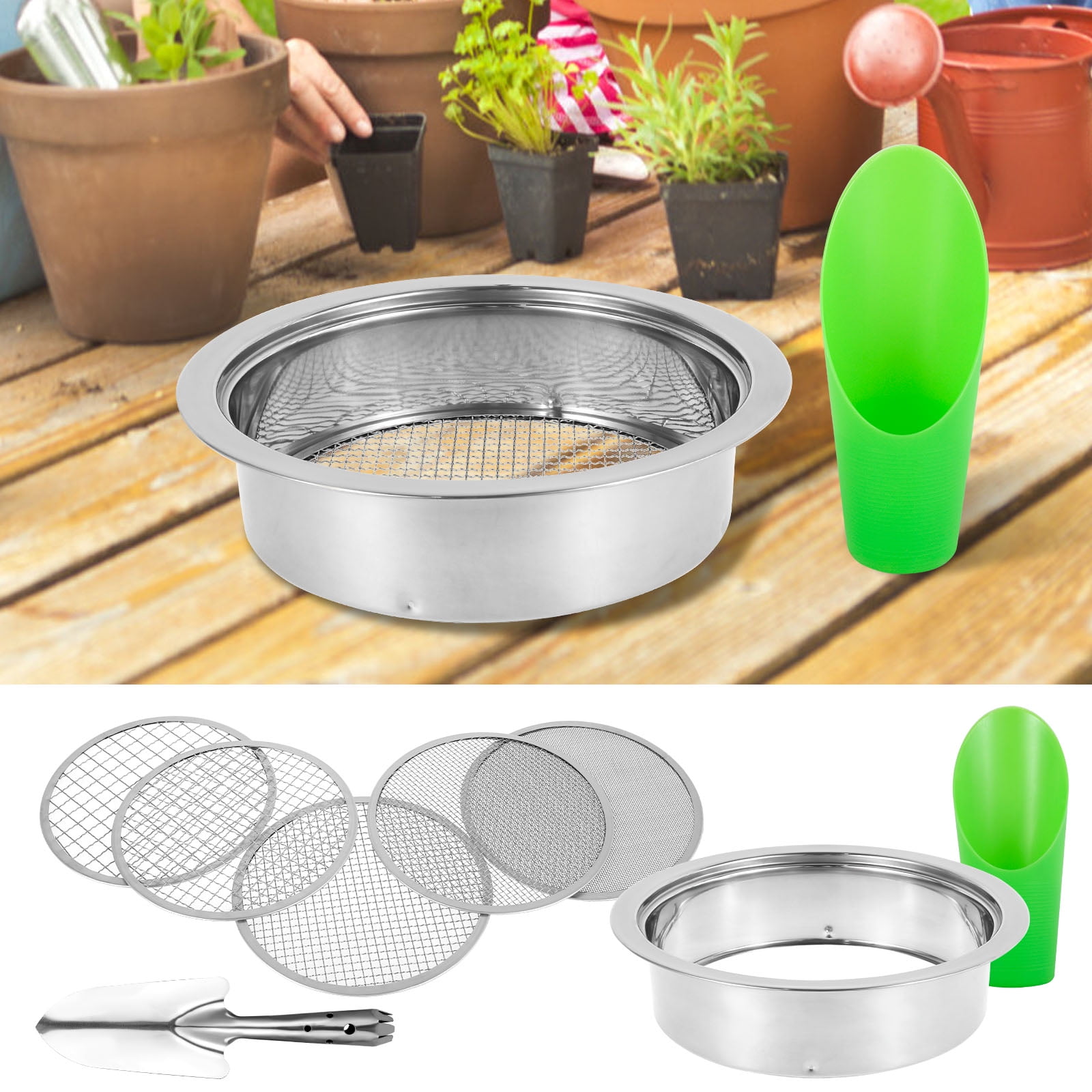 Soil Sieve Set with 5 Interchangeable Filter Mesh Sizes 1/3/6/9/12mm ...