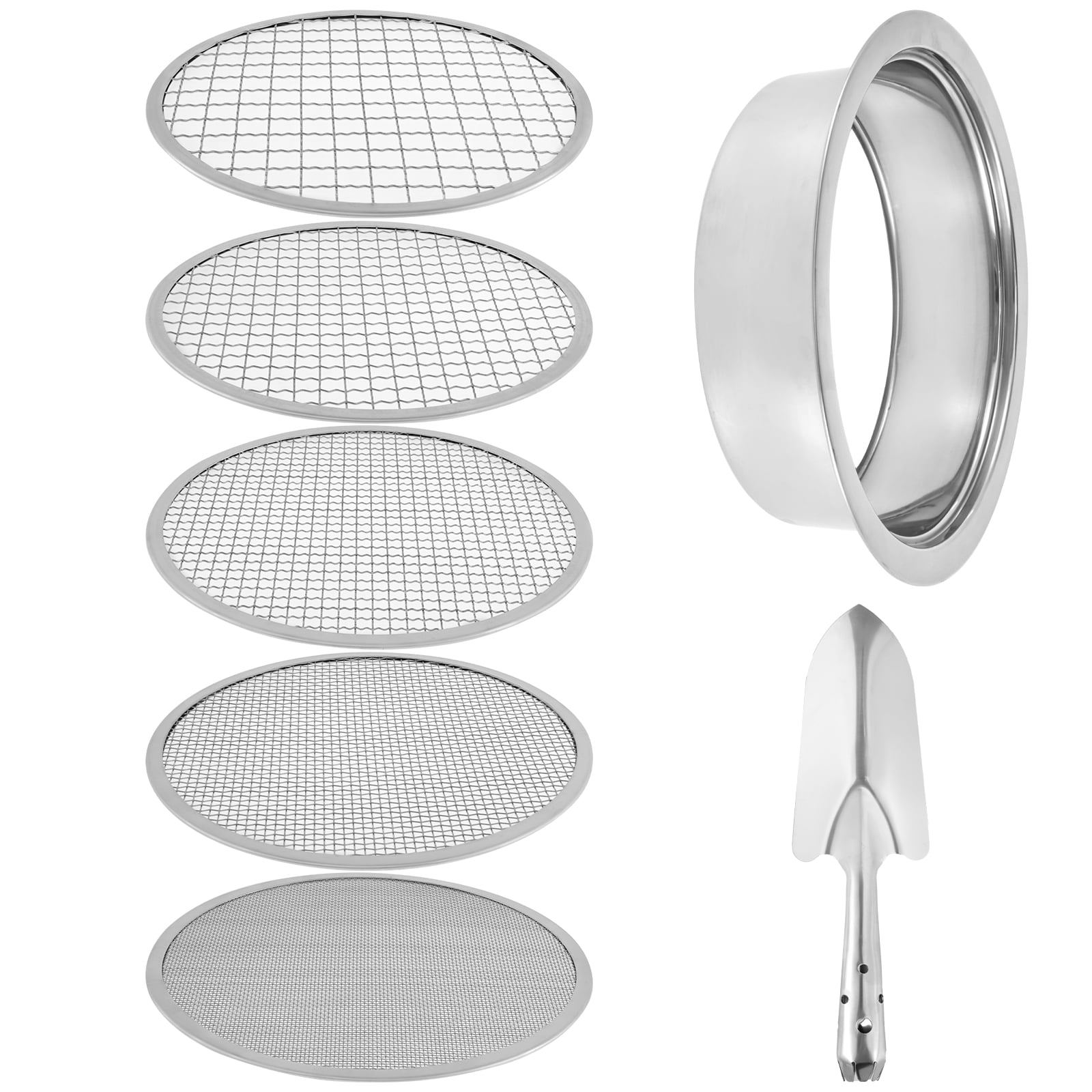 Soil Sieve Set with 9.45inch Diameter 5 Grid Sizes 1/3/6/9/12mm ...