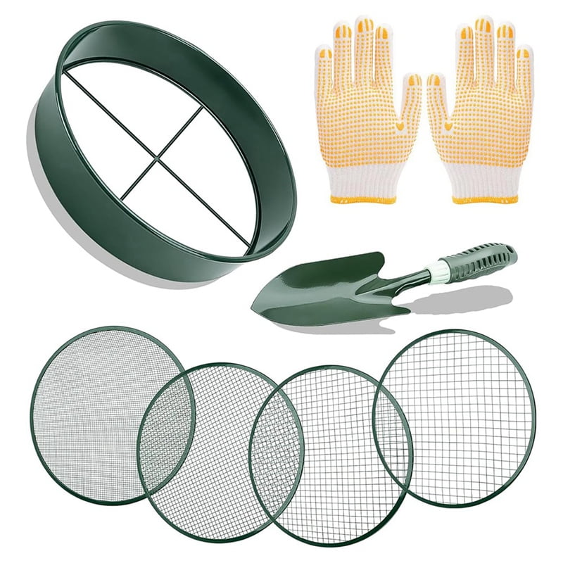 Soil Sieve Sifter Set with Shovel Gloves, Garden Sieve Set with 4 ...
