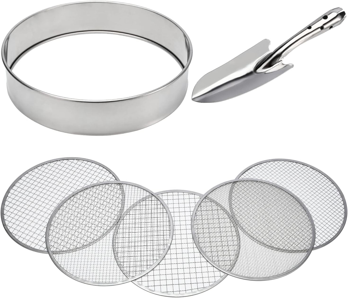 Soil Sieve Stainless Steel Riddle Sieve Set Garden Potting Sieve, 12 ...