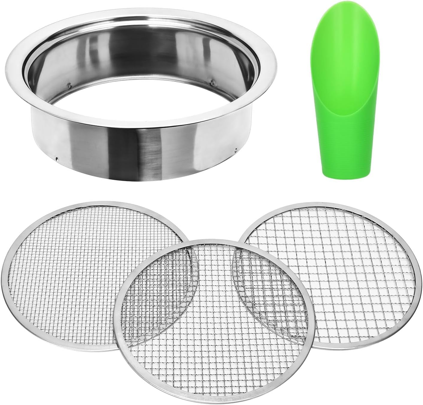 Soil Sifter Garden Soil Sieve Stainless Steel Sieve Set, with 3 ...