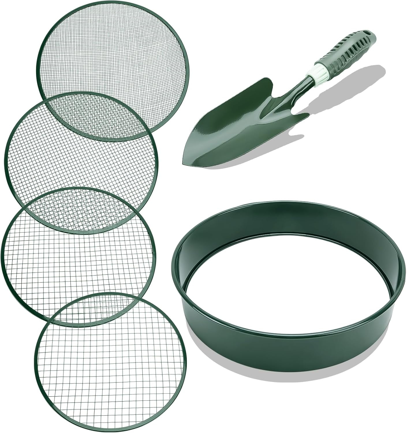 Soil Sifter for Gardening – Stainless Steel Riddle Sieve Set with 5 ...