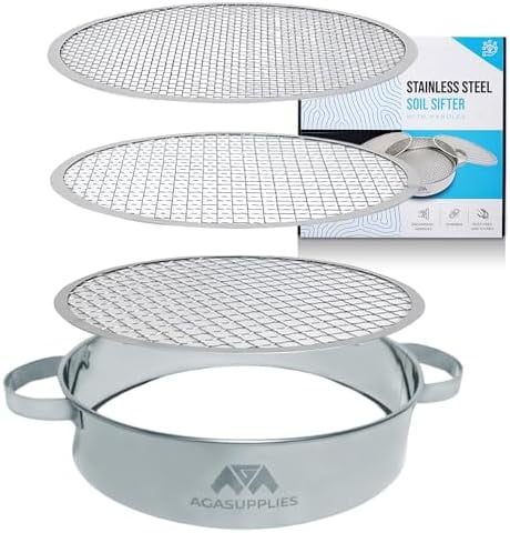 Soil Sifter Set with Handles & 3 Replaceable Mesh Sifters – 30 Cm ...