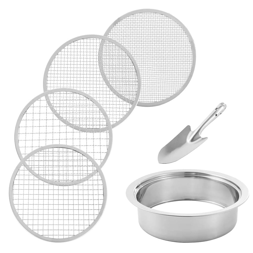 Soil Sifter Stainless Steel Riddle Sieve Set for Gardening with 4 Sizes ...