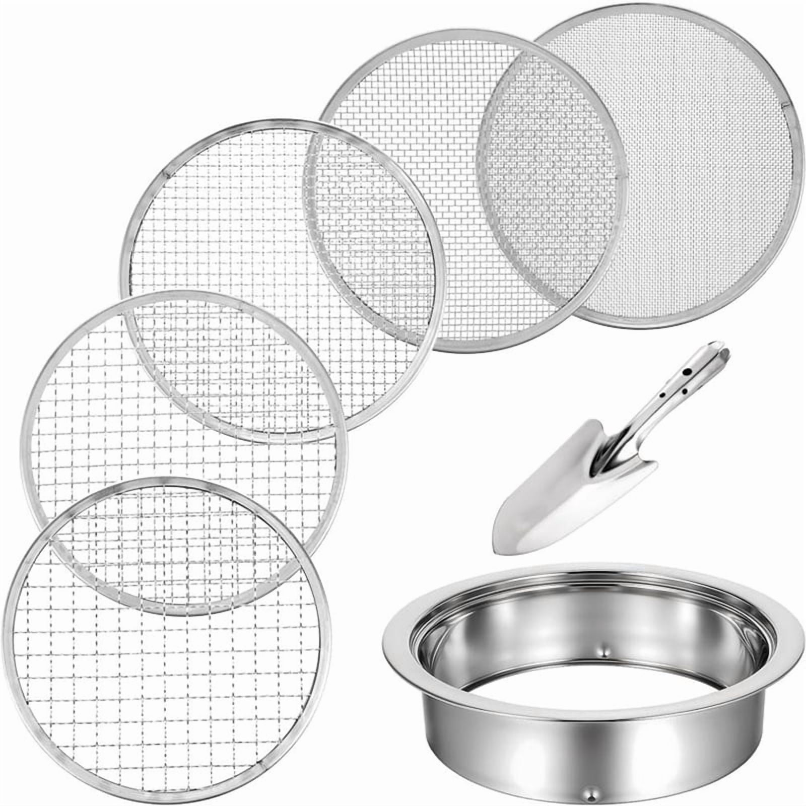 Soil Sifter Riddle Sieve Set for Gardening with 5 Sizes 8 Inch Diameter ...