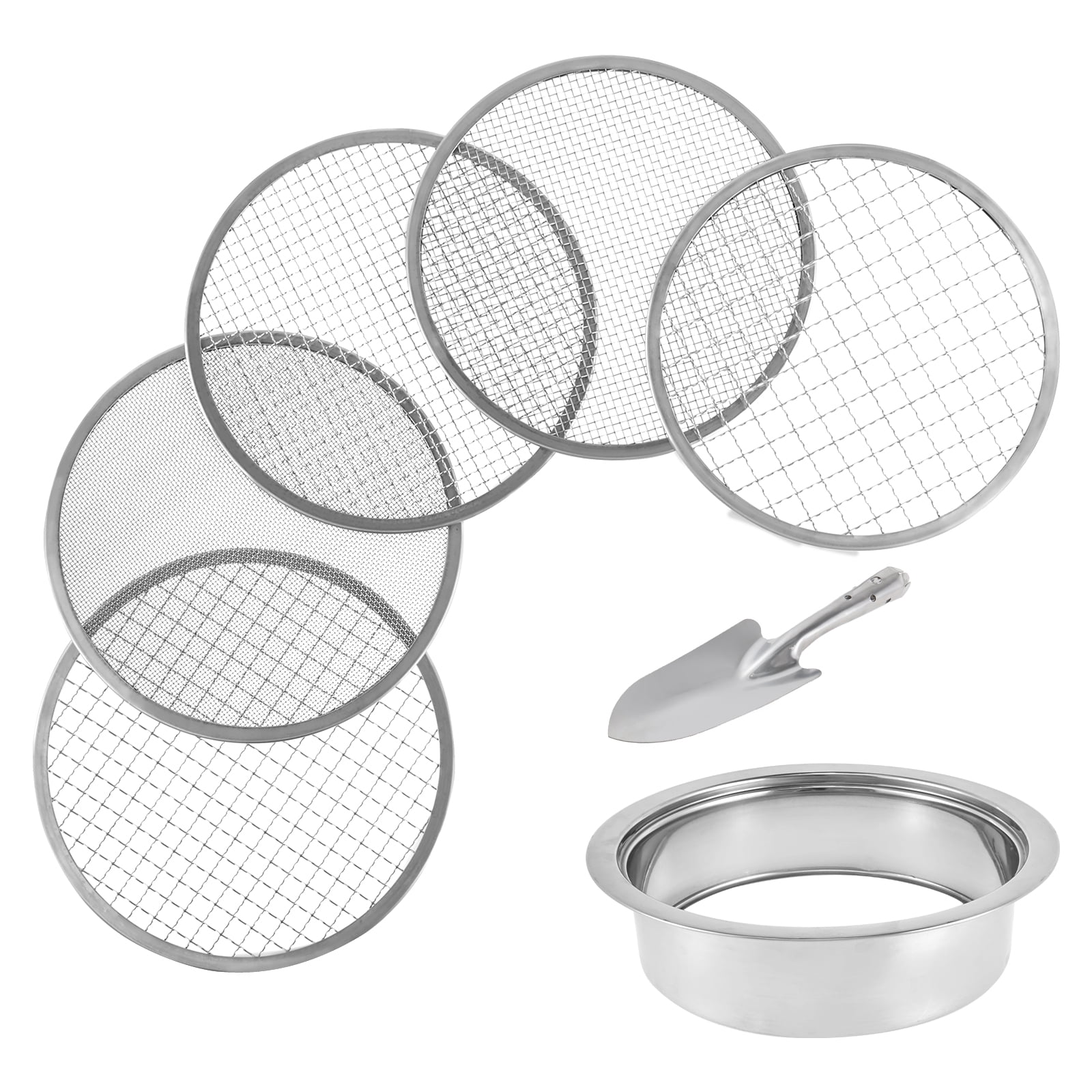 Soil Sifter Stainless Steel Riddle Sieve Set for Gardening with 5 Sizes ...