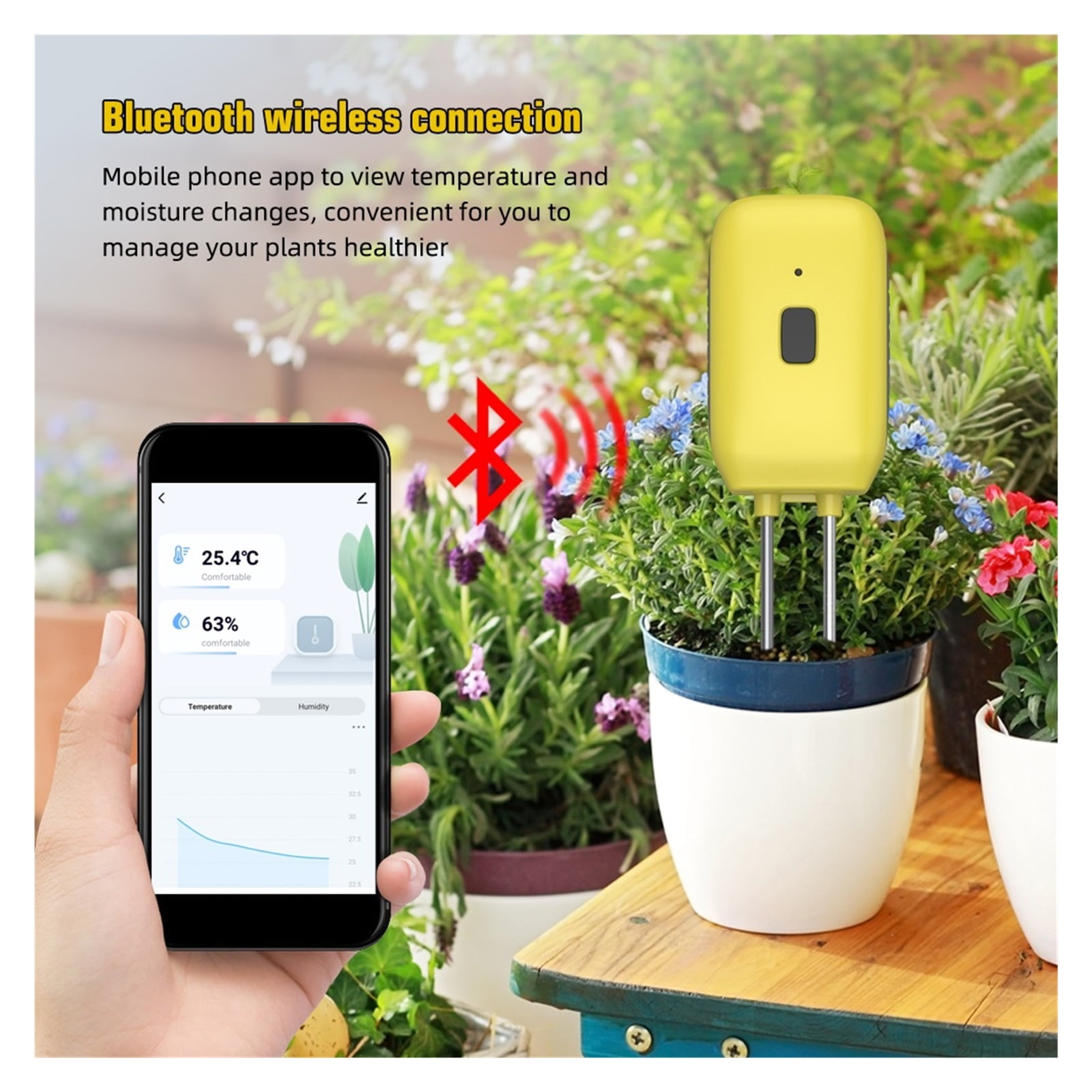 Soil Temp and Humidity Meter for Garden Soil Moisture Test Detector for ...