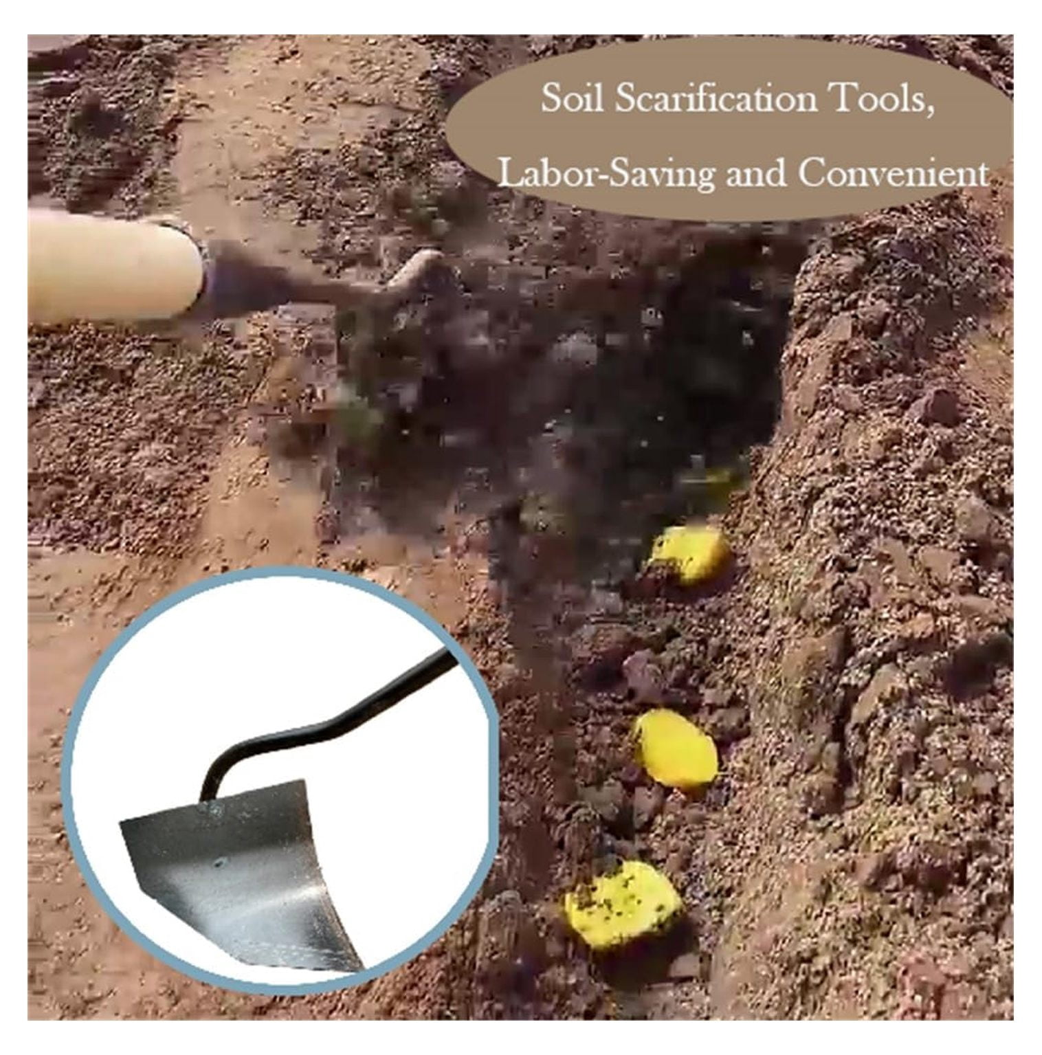 Soil Turning Hoe, Triangle Hoe Garden Tool, Hardened All-Steel Plow Hoe ...