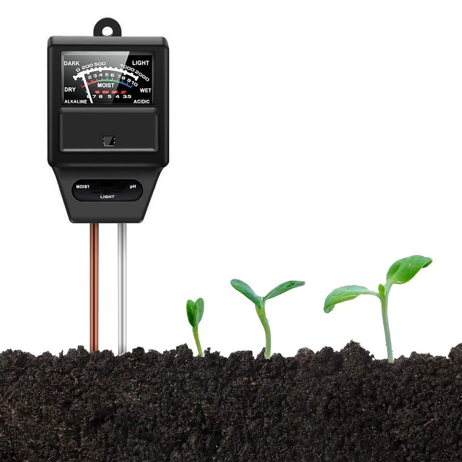 Soil pH Meter 3 In 1 Soil Tester, Plant Moisture Meter, Light/PH Tester ...