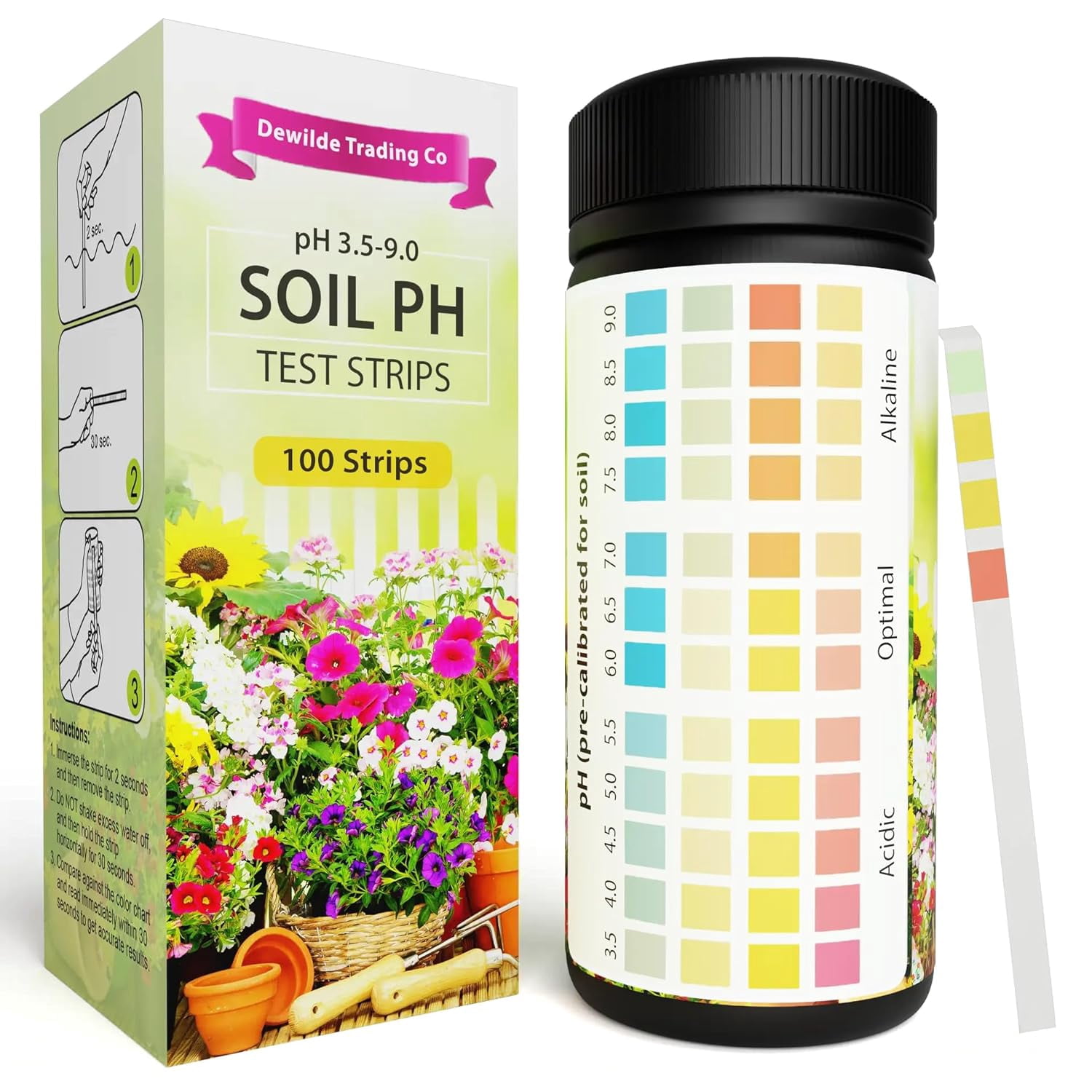 Soil pH Paper Test Kit – 100 Tester Strips (3.5-9 Range) – Use for ...