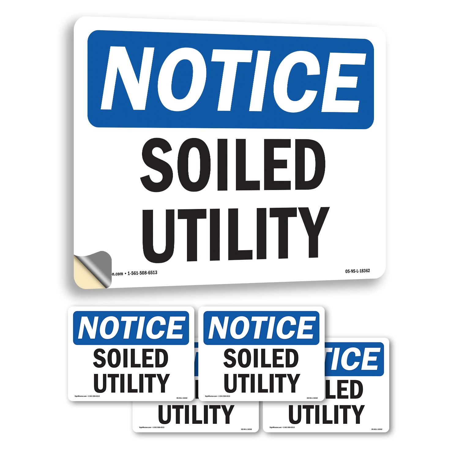 Soiled Utility OSHA Notice Vinyl Decal Label 18 Inch x 12 Inch - 5 Pack ...