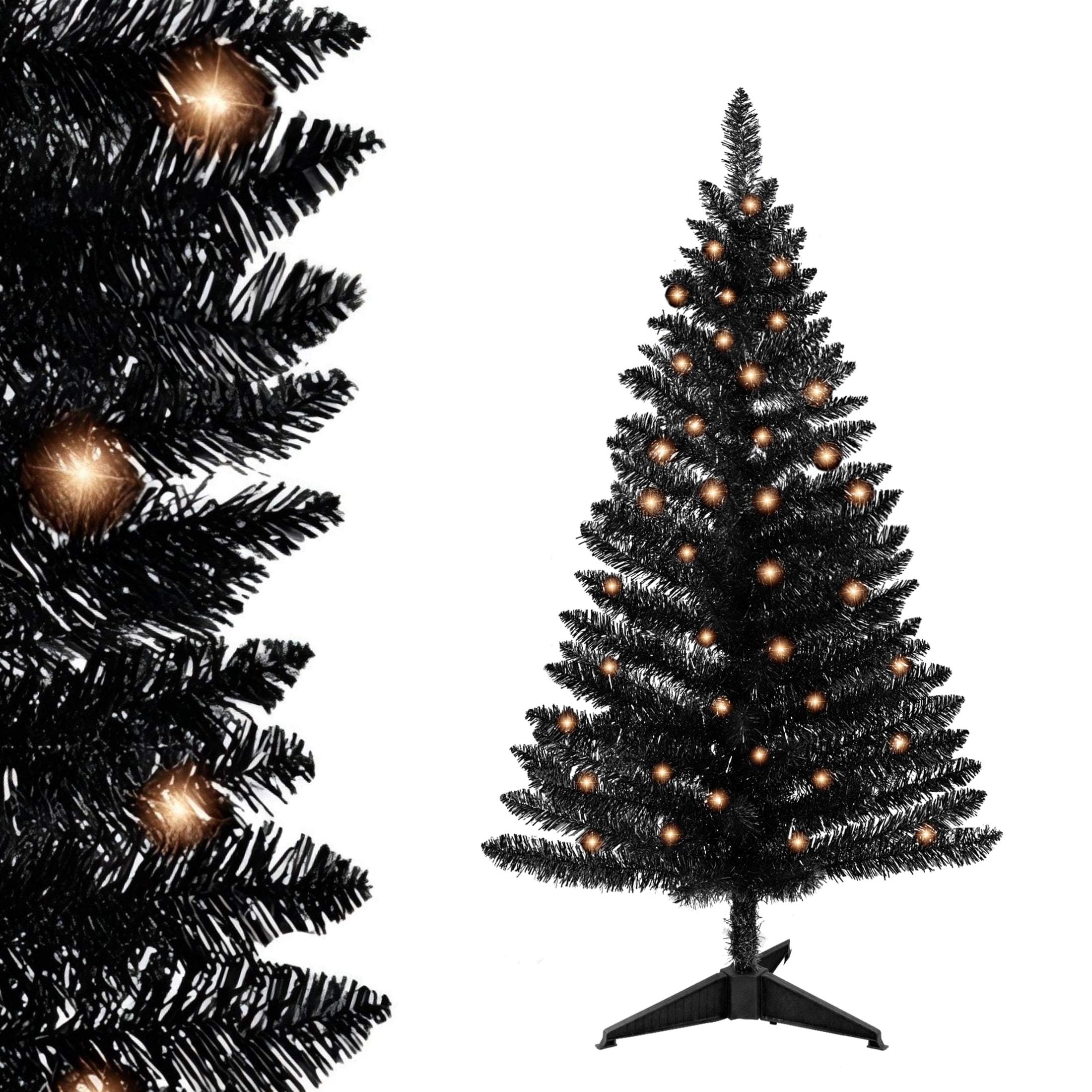 Soilhill 4ft Black Pre-Lit Halloween & Christmas Tree, Compact ...