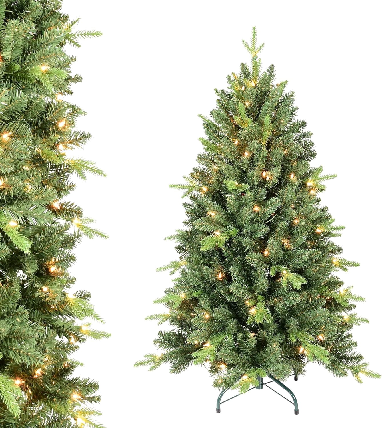Soilhill 4ft Pre-Lit Christmas Tree w/150 Warm White Lights & 636 PVC ...