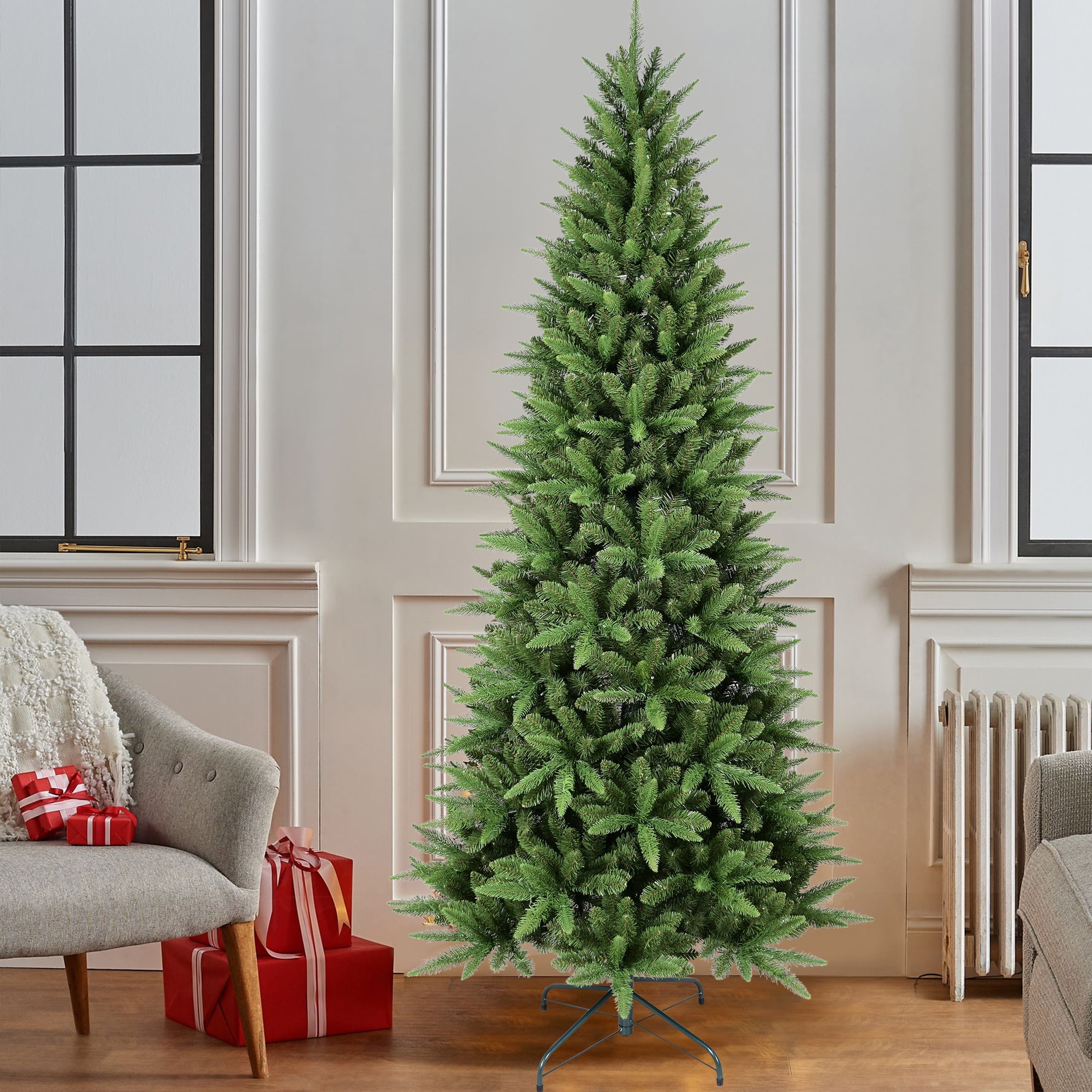 Soilhill 7 ft Unlit Pencil Christmas Tree, Artificial Xmas Tree with PE ...