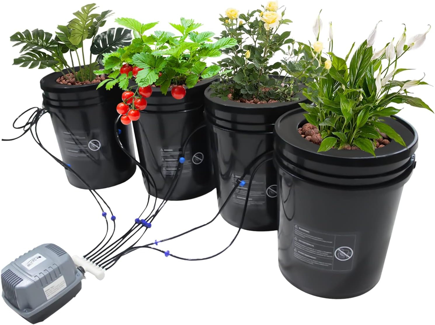 Soilless Hydroponics Growing System Drip Garden System W/5gal 4 Buckets ...