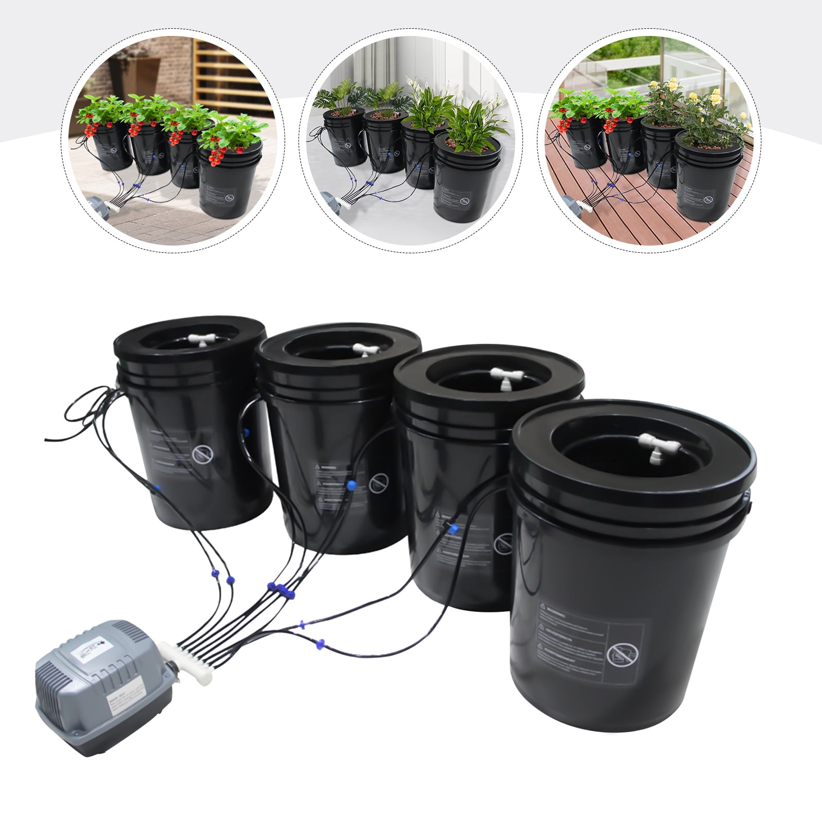 Soilless Hydroponics Growing System Set Drip Garden System Kit W/5gal 4 ...