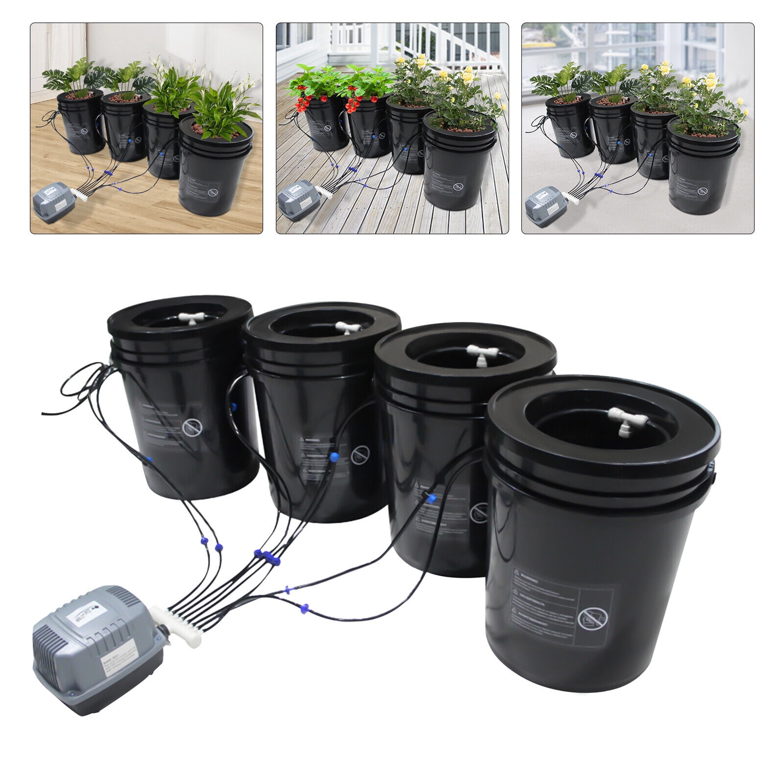 Soilless Hydroponics Growing System w/5gal Hydroponic Buckets Drip ...