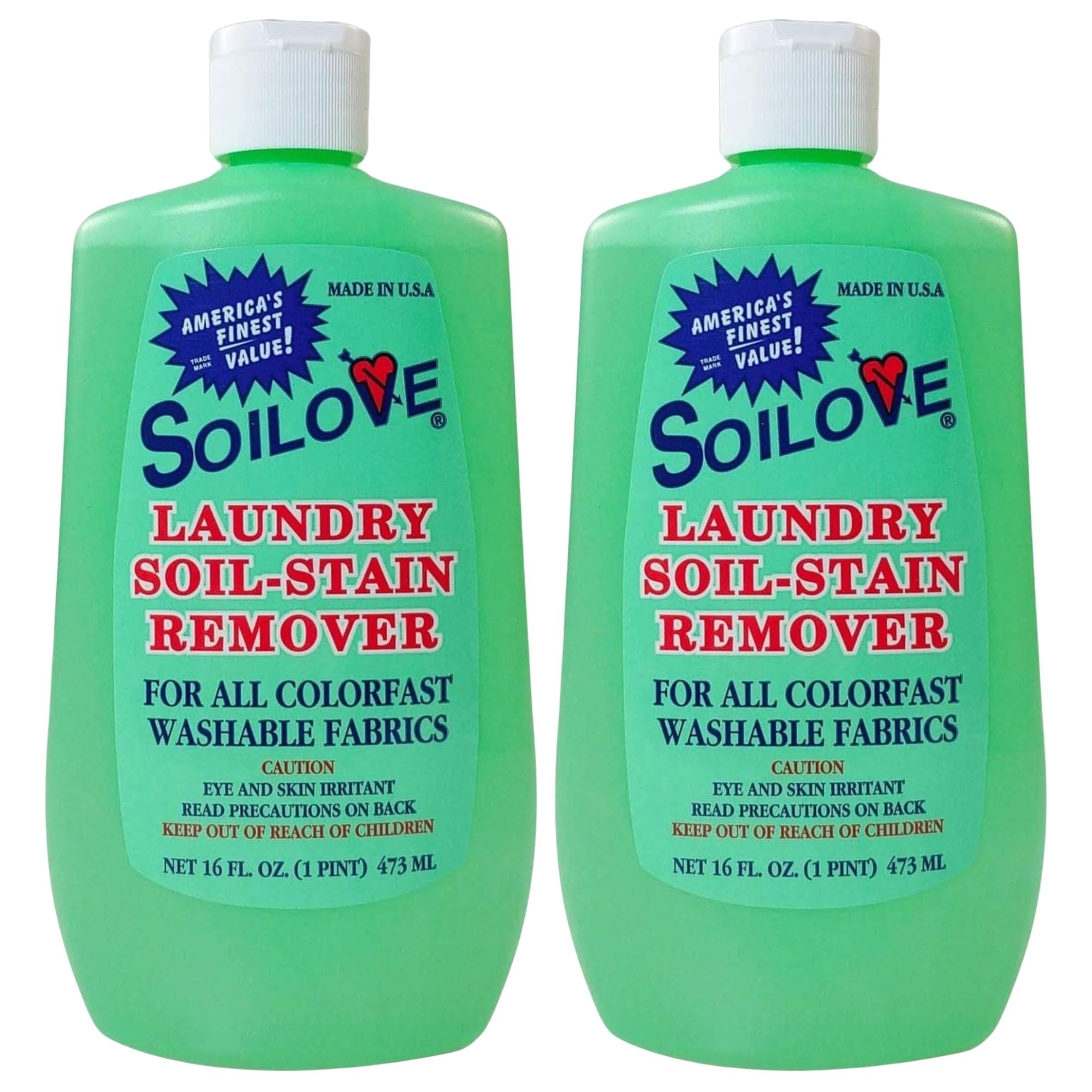 Soilove 16oz Laundry Soil and Stain Remover for All Colorfast Washable Fabrics (2 Pack ...