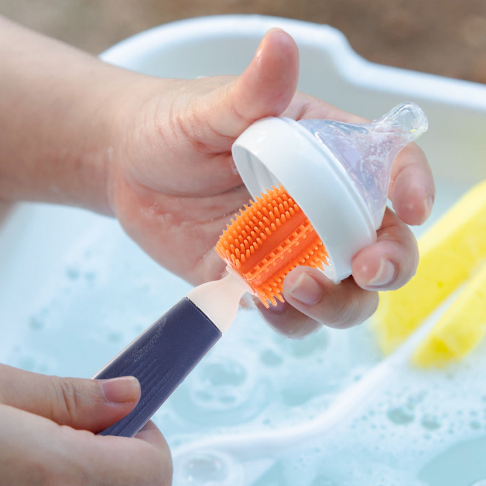 Soimiss 1Set Assorted Color Silicone Feeding Bottle Brush for Stubborn ...