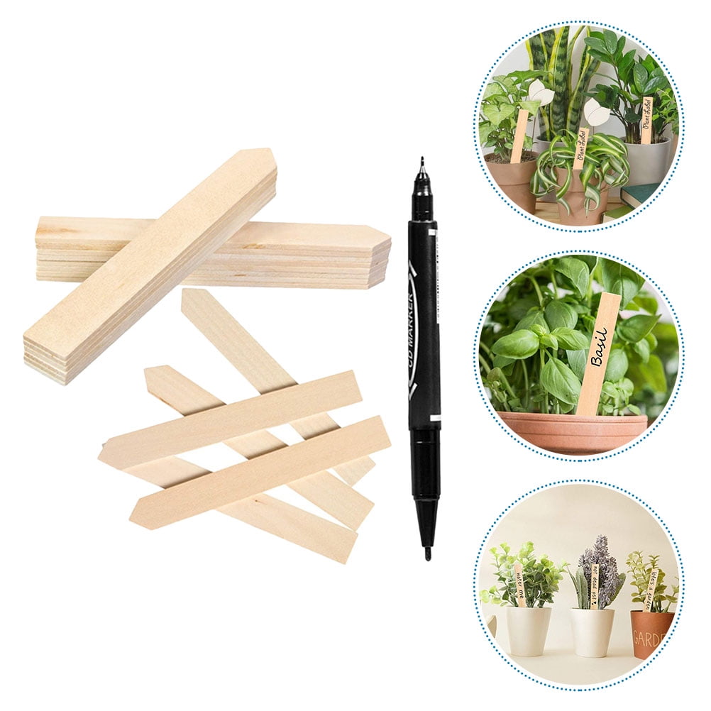 Soimiss 1 Set of Gardening Tags Plant Name Tags Wooden Beige for ...