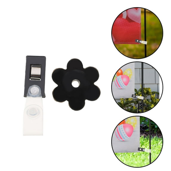 Soimiss 10 Sets Garden Flag Clips Clamps Black Rubber for Garden Flag ...