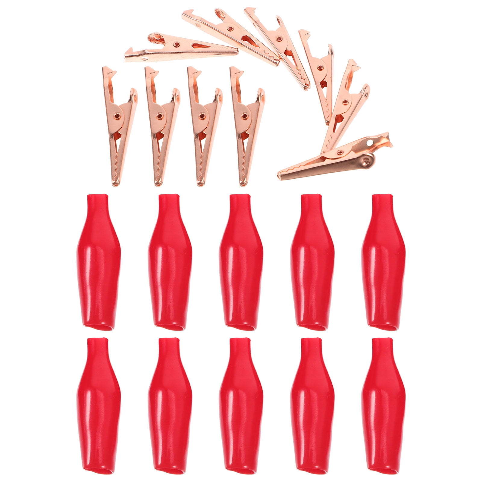 Soimiss 10Pack Electrical Test Leads Alligator Clips Rubber Red for ...