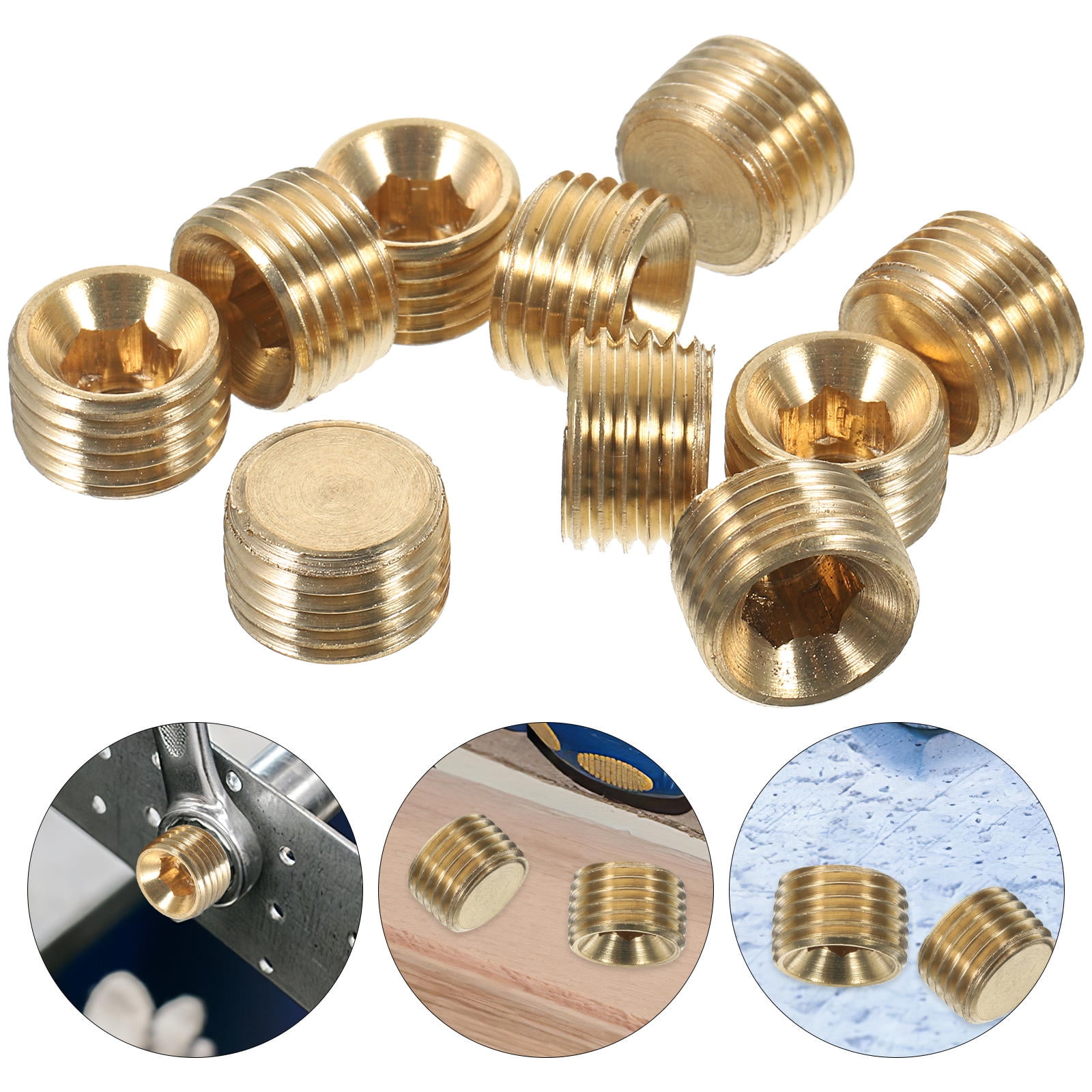 Soimiss 10Pcs Brass End Cap for Sprinkler Fittings Hexagon Threaded ...