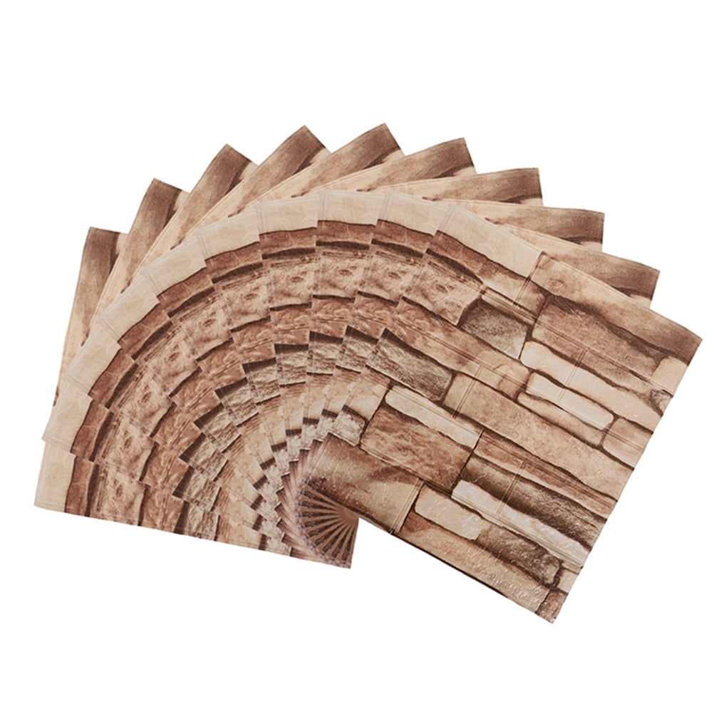 Soimiss 10Pcs Sticky Tiles For Bathroom Faux Brick Wallpaper Light ...