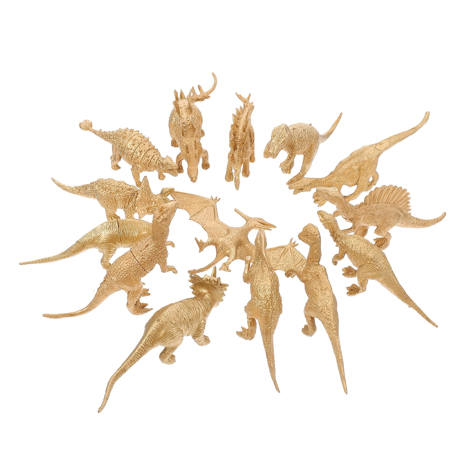 Soimiss 14Pcs Dino Figurines Dinosaurs Models Plastic Golden Décor for ...