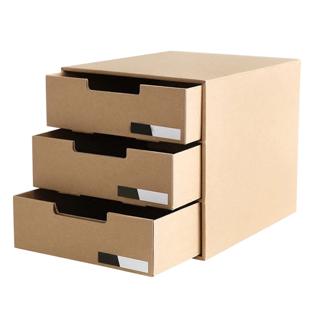 Soimiss Drawer Type Storage Box in Kraft Paper with Desktop Document ...