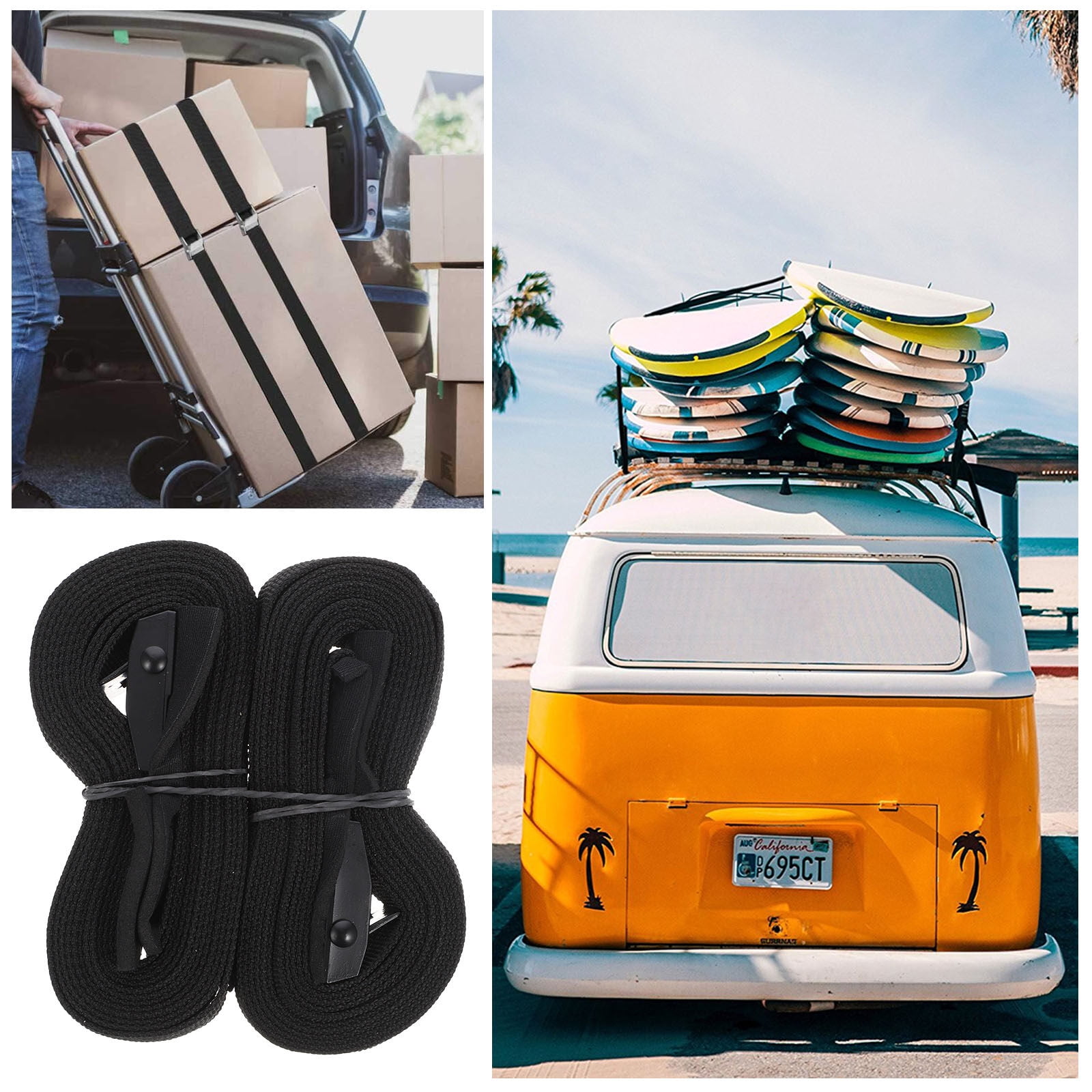 Soimiss 2 Pcs Paddle Board Tie Down Straps Binding Strap Black Cargo ...