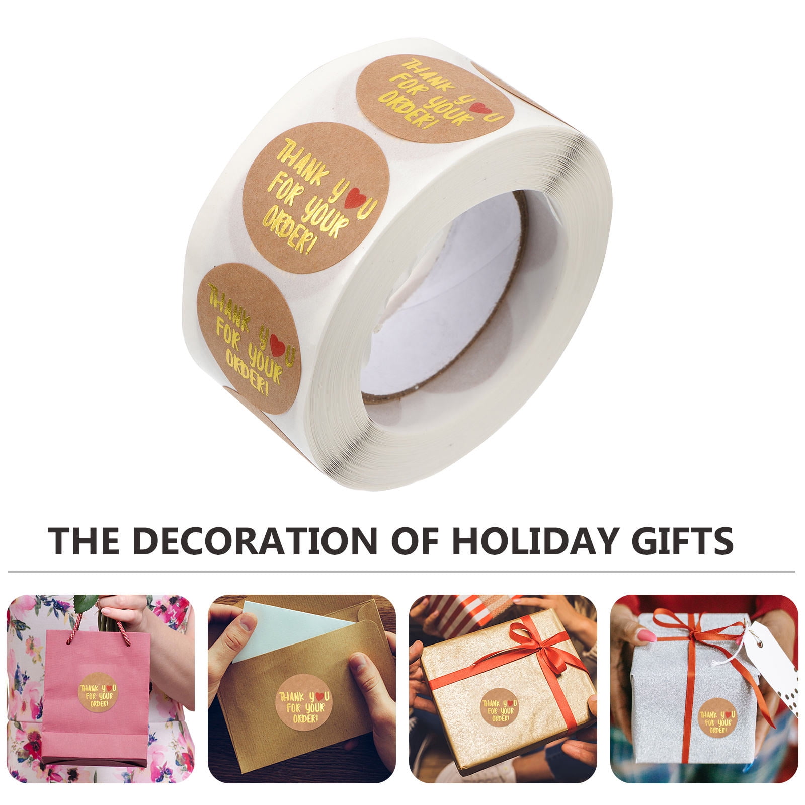 Soimiss 2 Rolls removable labels Brown paper Self-adhesive Design ...