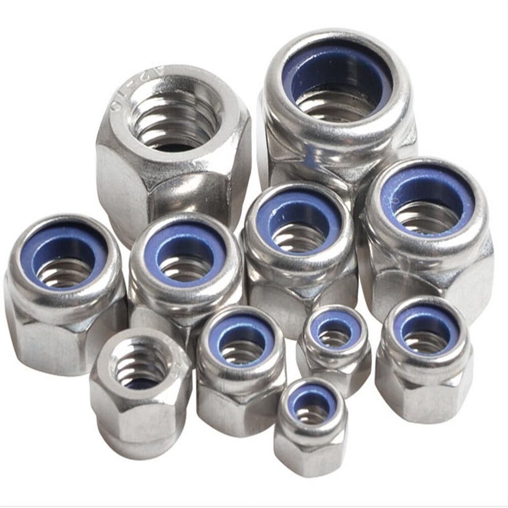 Soimiss 200Pcs Nylon Insert Lock Nut 304 Stainless Steel Silver ...