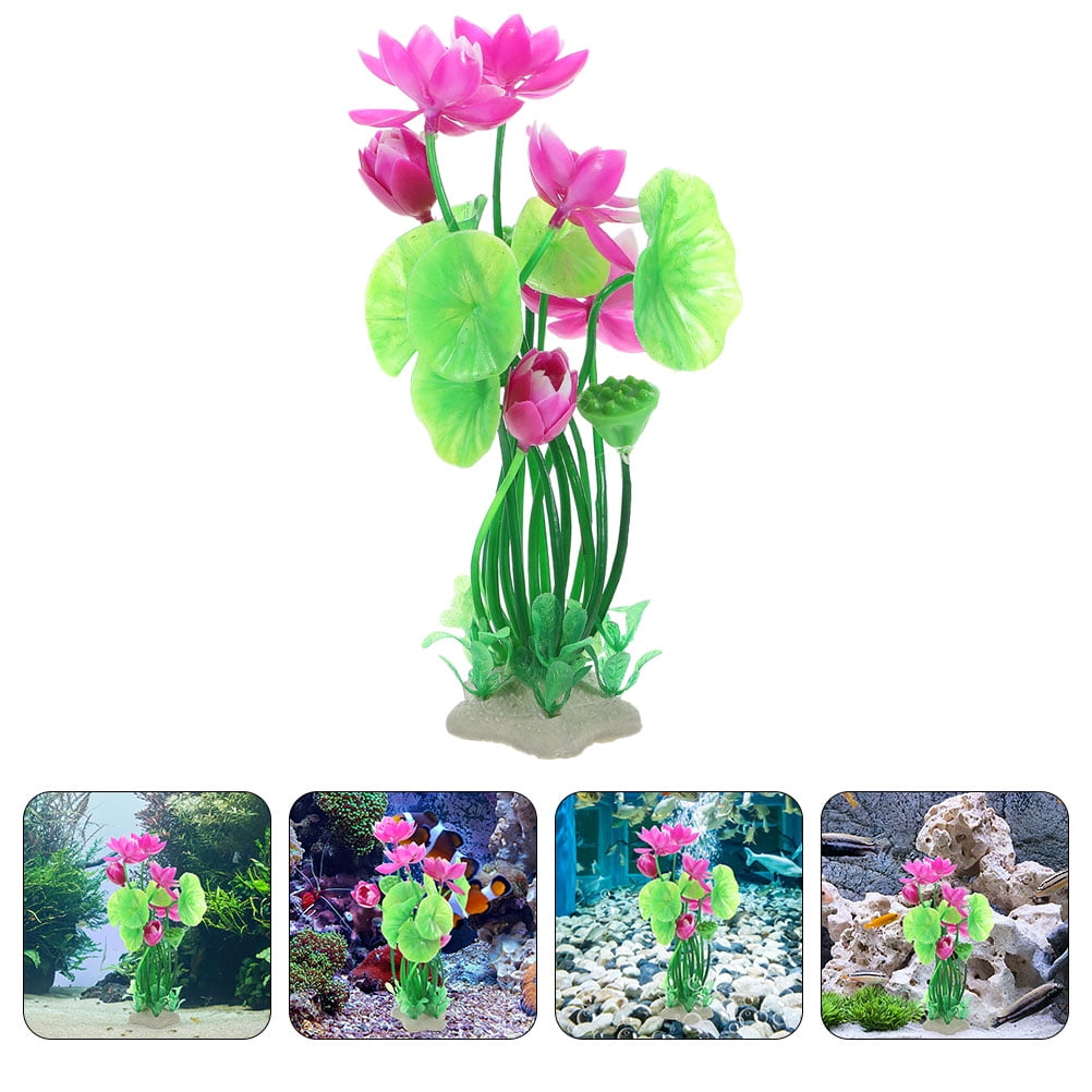 Soimiss 2Pcs Plastic Aquarium Lotus Fish Tank Plant Decoration Safe ...