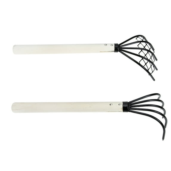 Soimiss 2pcs Long Handle Rake for Gardening and Beach with Multi Iron ...