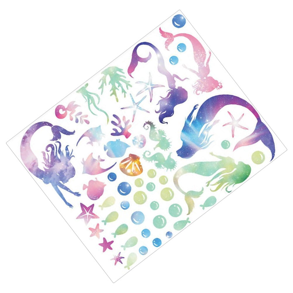 Soimiss 2Pcs Under the Sea Decal PVC Mermaid Shape Waterproof Stickers ...