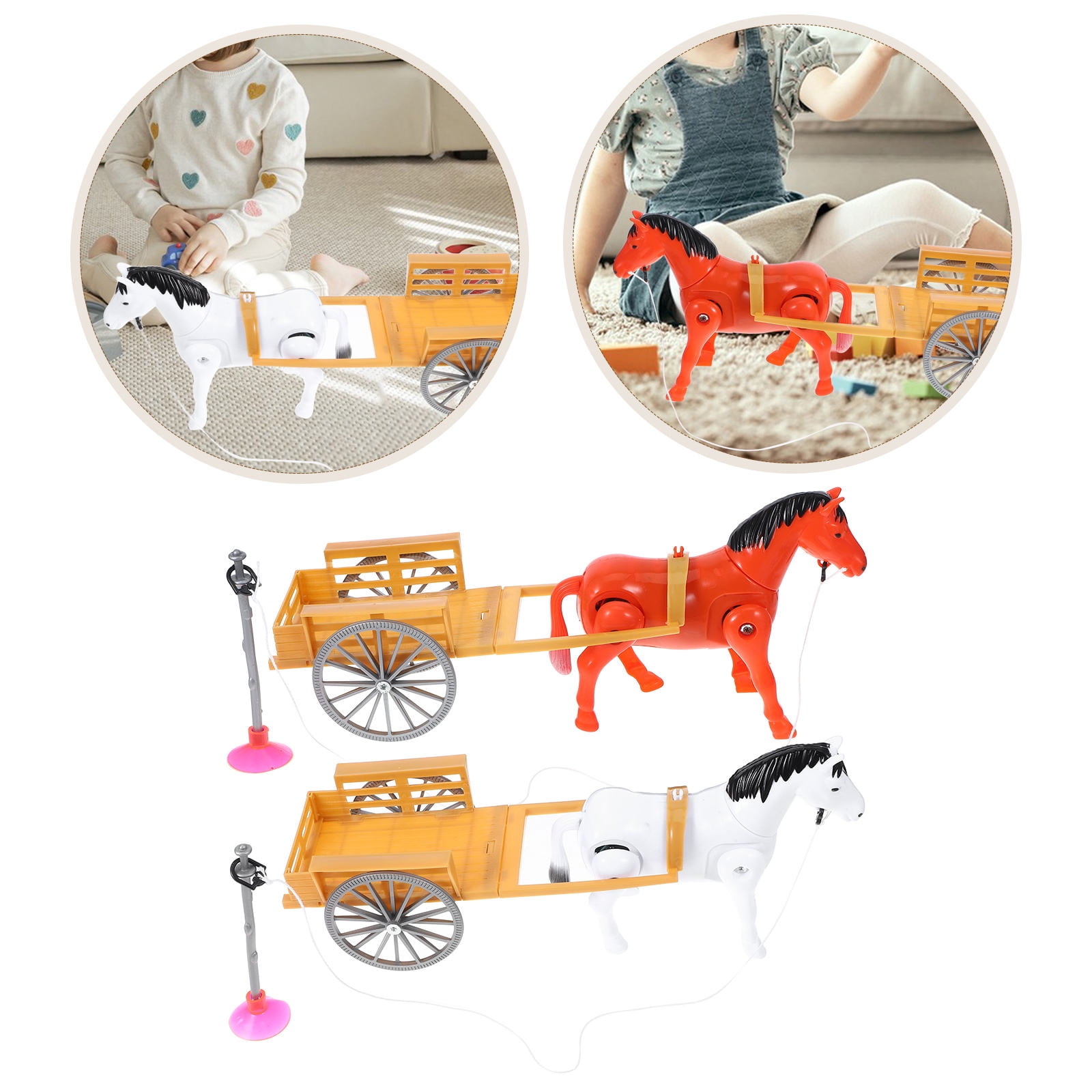 Soimiss 2pcs Electric Rotating Horse and Plastic Carriage for Boys Fun ...