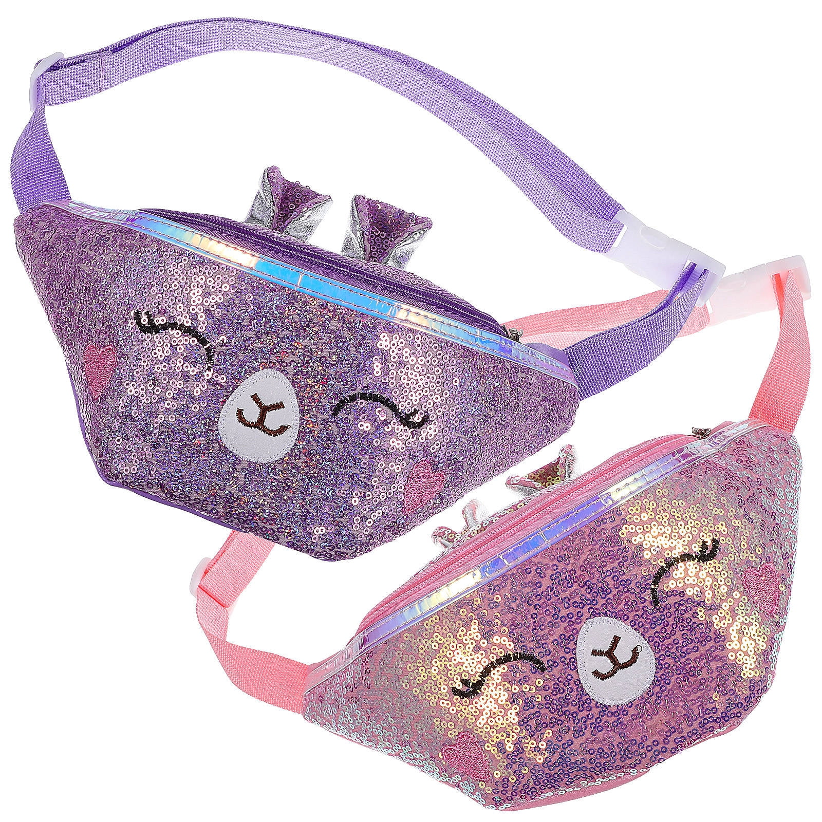 Soimiss 2pcs Glitter Waist Bags For Adjustable Sequin Fanny Packs Cute ...