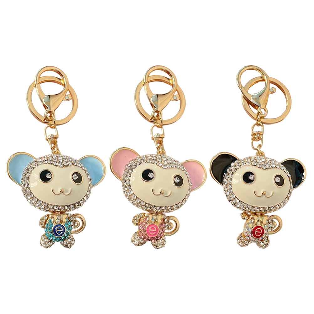 Soimiss 3Set Monkey Keychain Metal Key Ring Kawaii Monkey Key Chain for ...