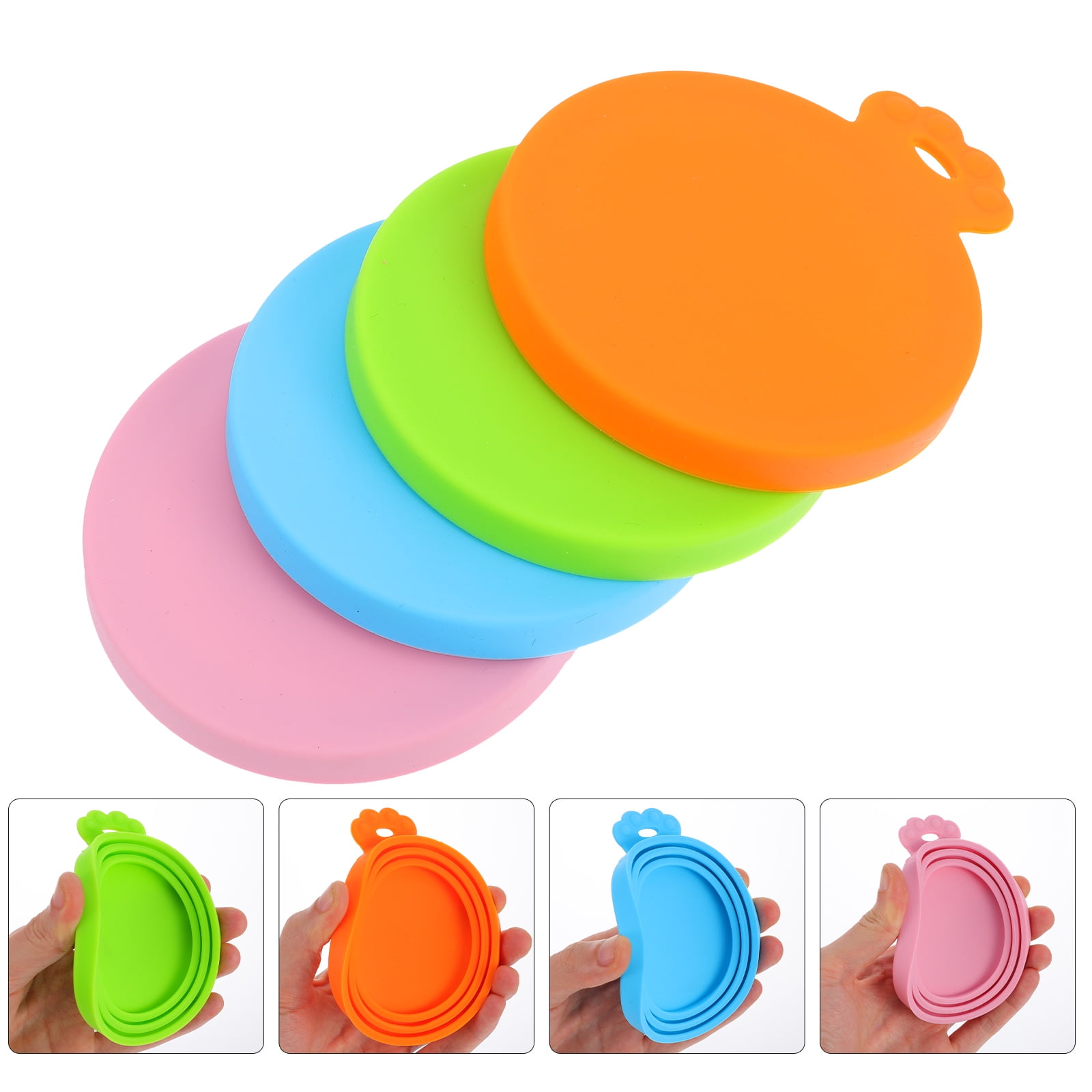 Soimiss 4pcs Dog Food Can Lid Silicone Assorted Color for Food ...